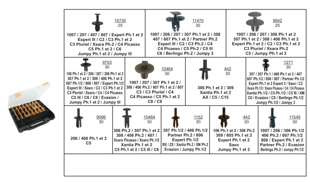 ASSORTIMENT DE RIVETS PLASTIQUES TYPE CITROËN-PEUGEOT – Garage Sir ...